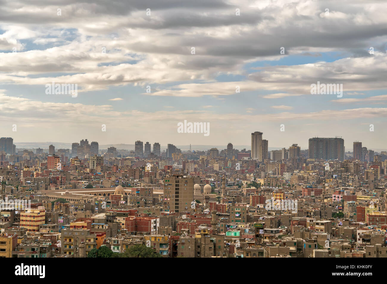 Aerial cityscape view of old Cairo, Egypt with old buildings and Ibn ...