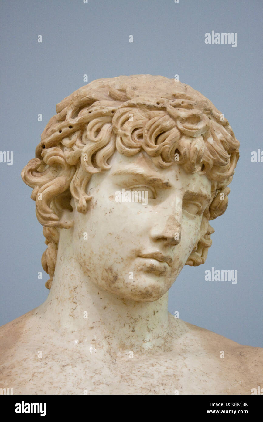 Marble statue of Antinoos from Delphi, Greece Stock Photo - Alamy