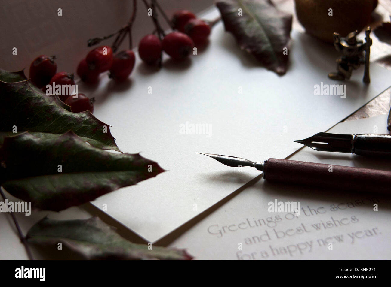 Writing Christmas cards Stock Photo - Alamy