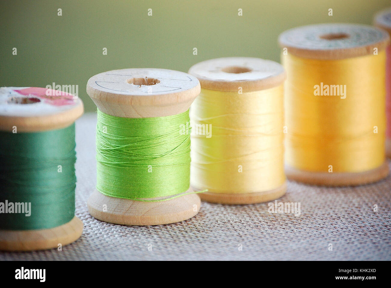 Wooden Spools of Thread Stock Photo - Alamy