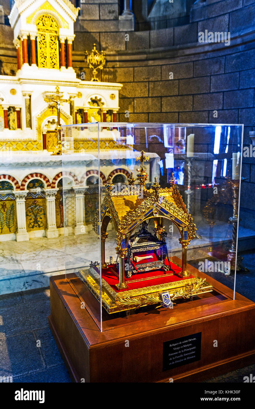 Principality of Monaco (98), Monte Carlo. Cathedral Saint Nicolas. The relic of Saint devote ...