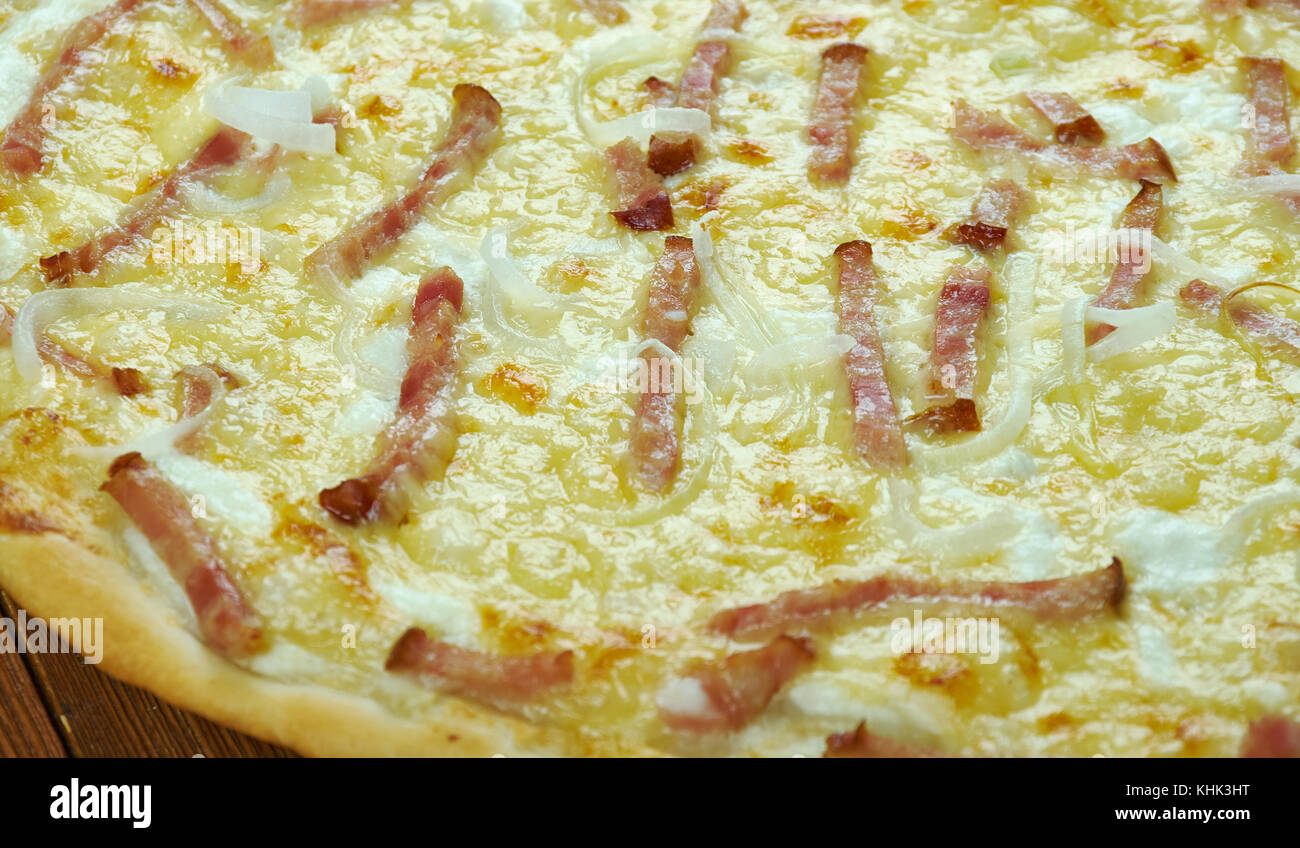 Flammekueche - Alsatian-Mosellan and South German dish Stock Photo - Alamy