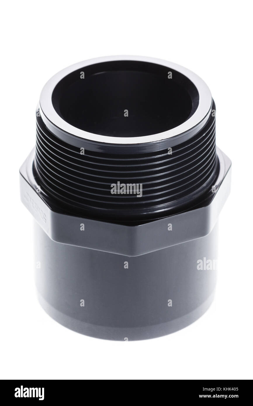 PVC the threaded spigot fitting is isolated on white background Stock ...