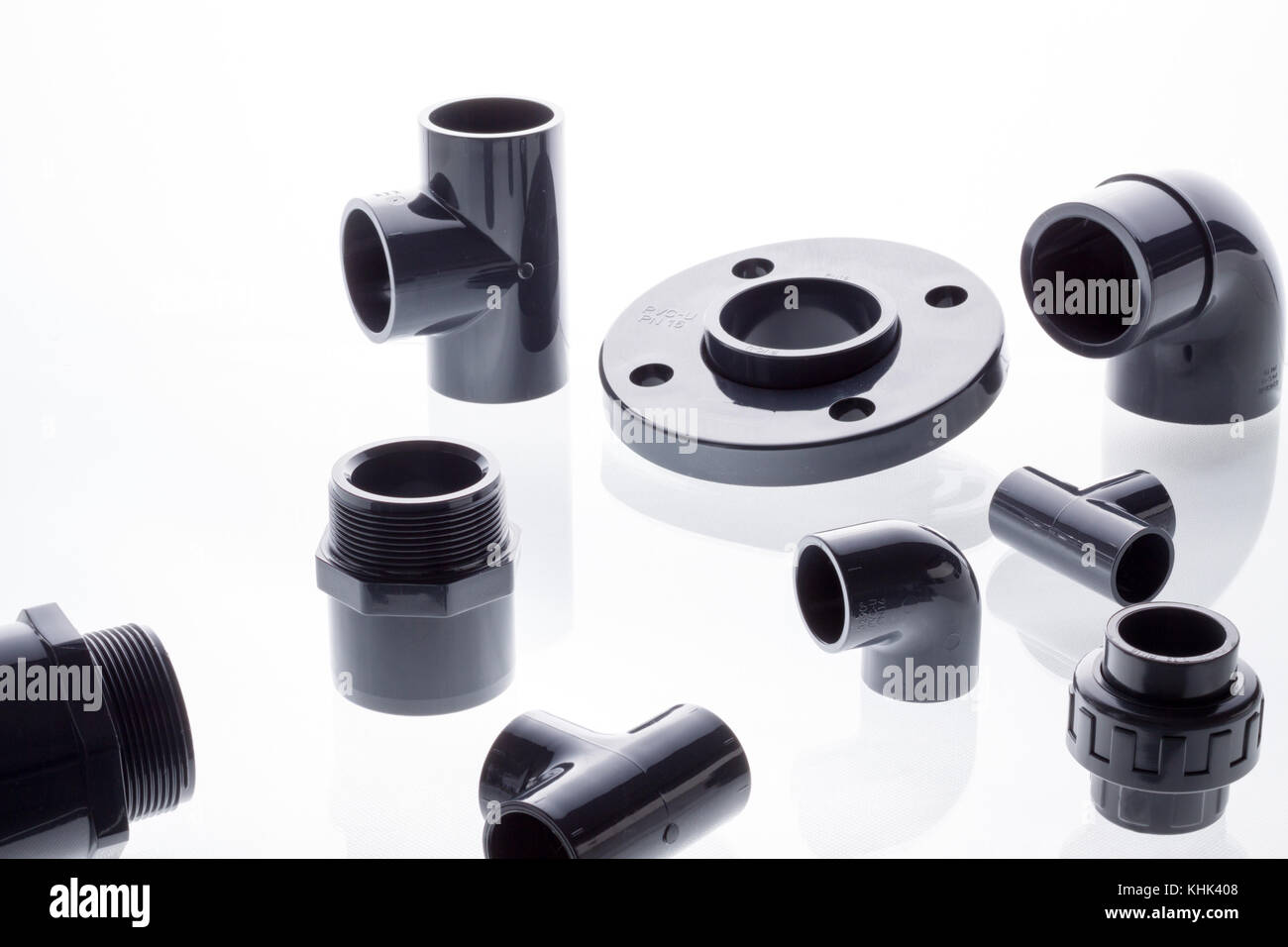 The PVC - U coupling fittings is isolated on white background Stock ...