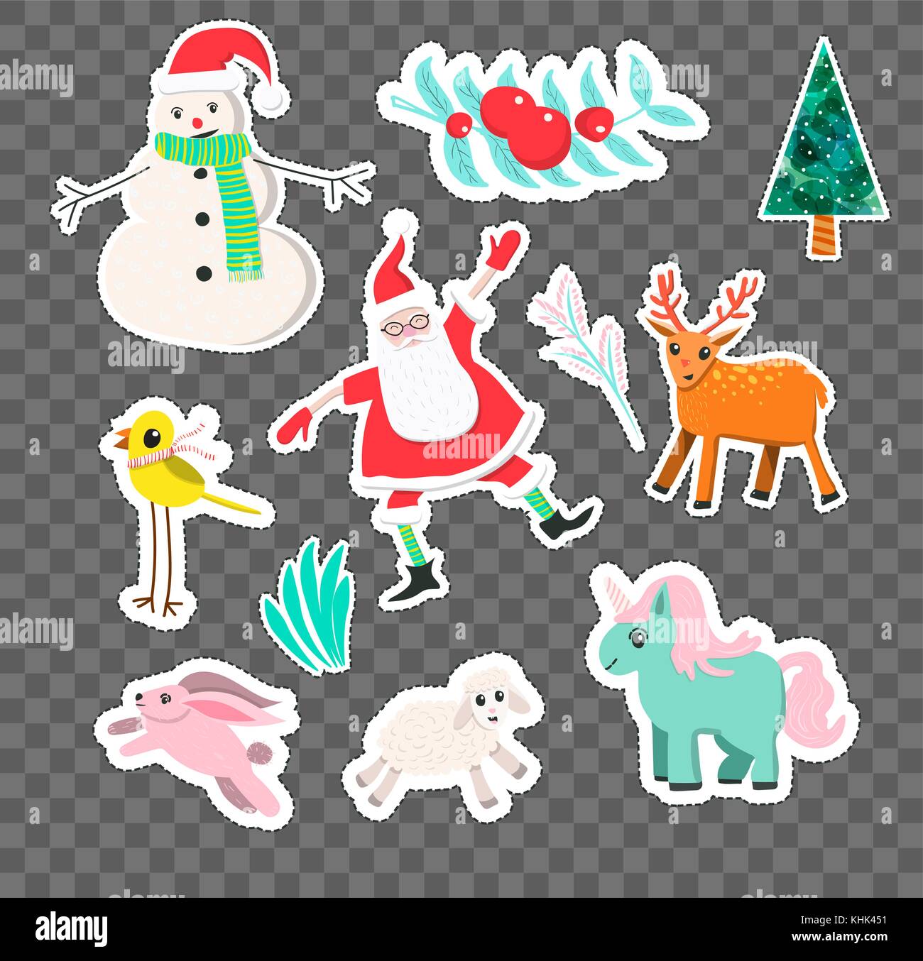 Vector cartoon style Christmas stickers Stock Vector Image & Art - Alamy