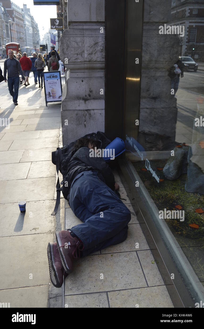Homeless in London Piccadilly Street near to the Ritz Hotel Stock Photo ...
