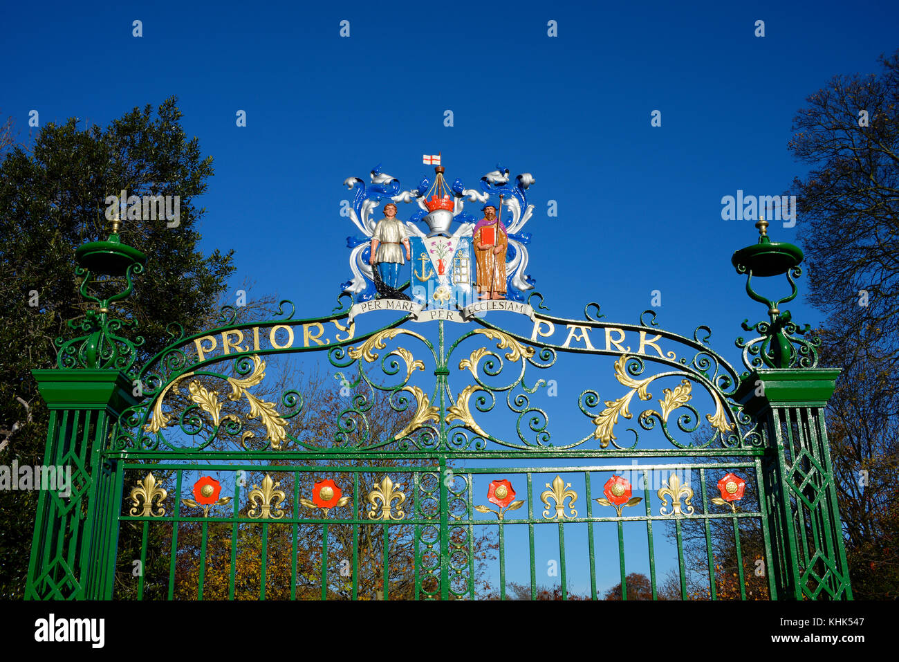 Priory Park gates recently restored. Victoria Avenue, Southend on Sea ...