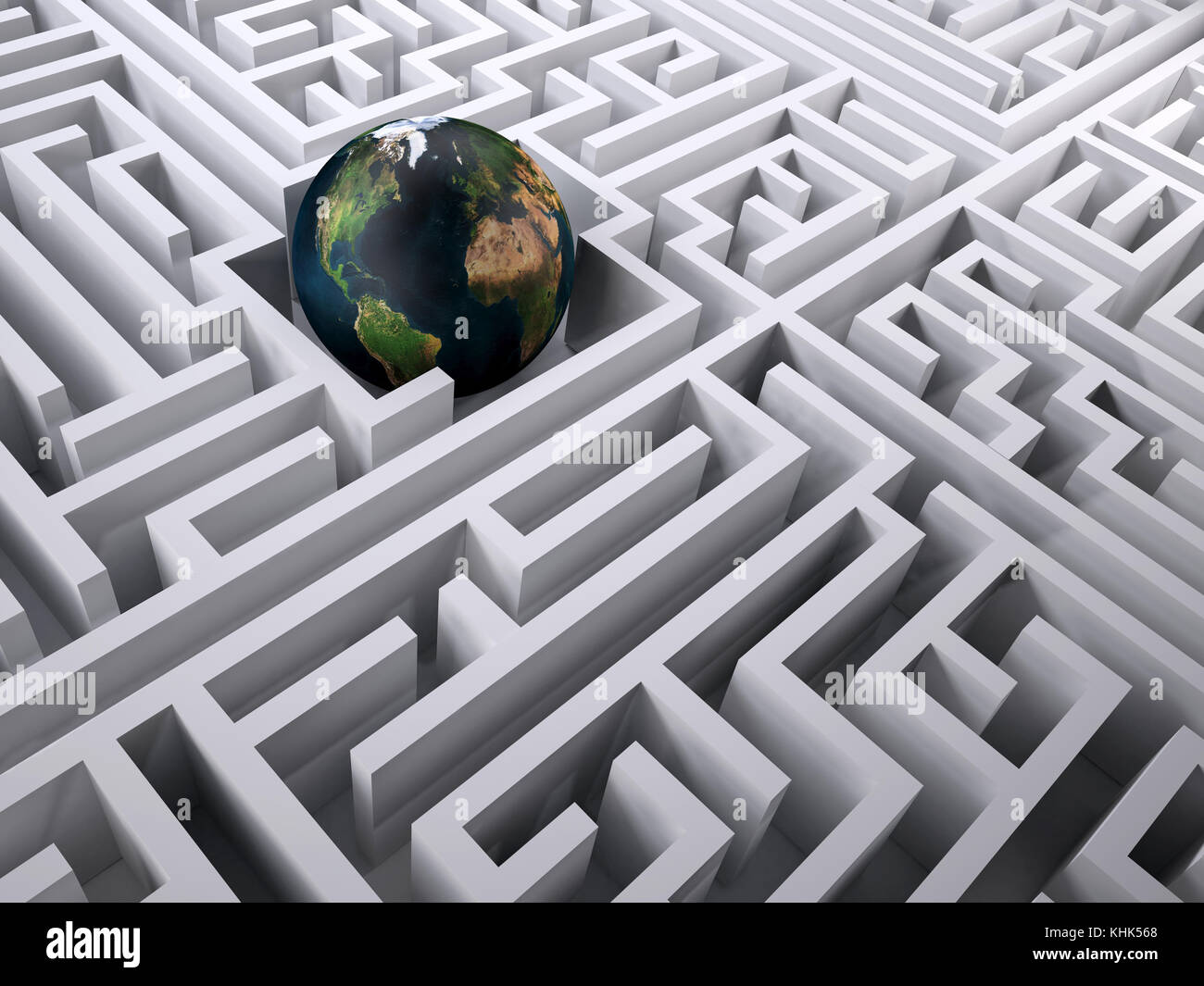 Planet earth in the labyrinth maze, 3d illustration Stock Photo - Alamy