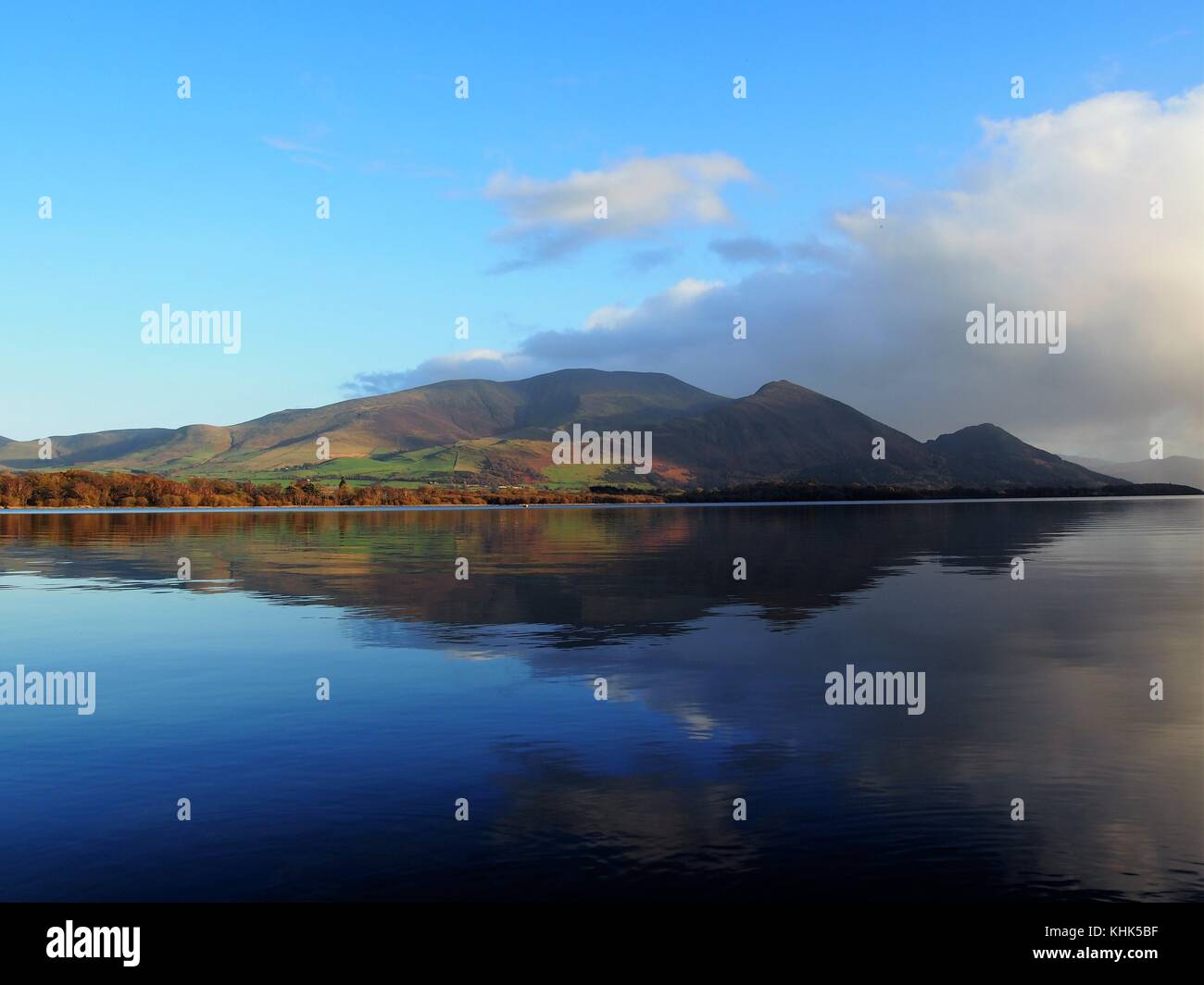 Skiddaw reflected in Bassenthwaite Lake, Lake District National Park ...