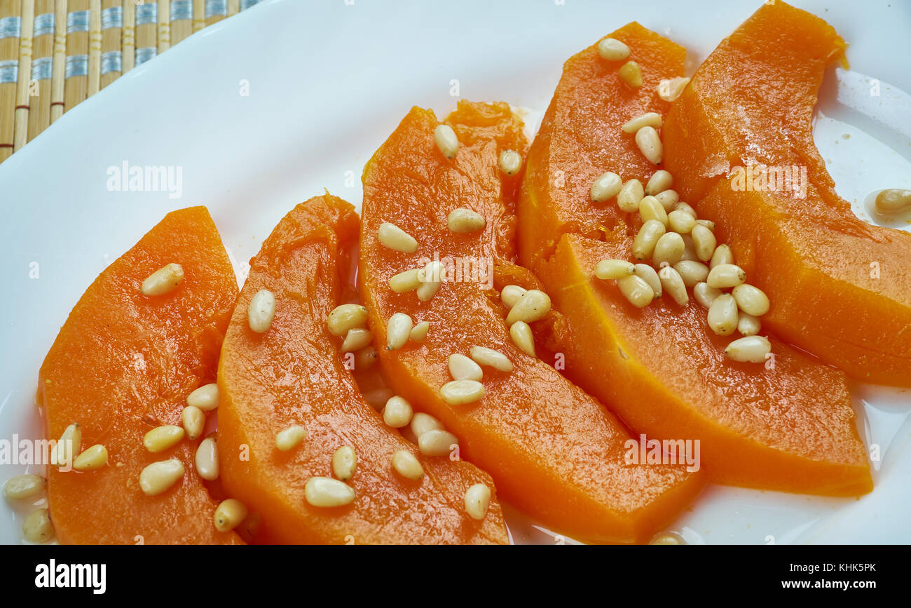 Fırında balkabagi - Delicious traditional Turkish pumpkin dessert.close ...
