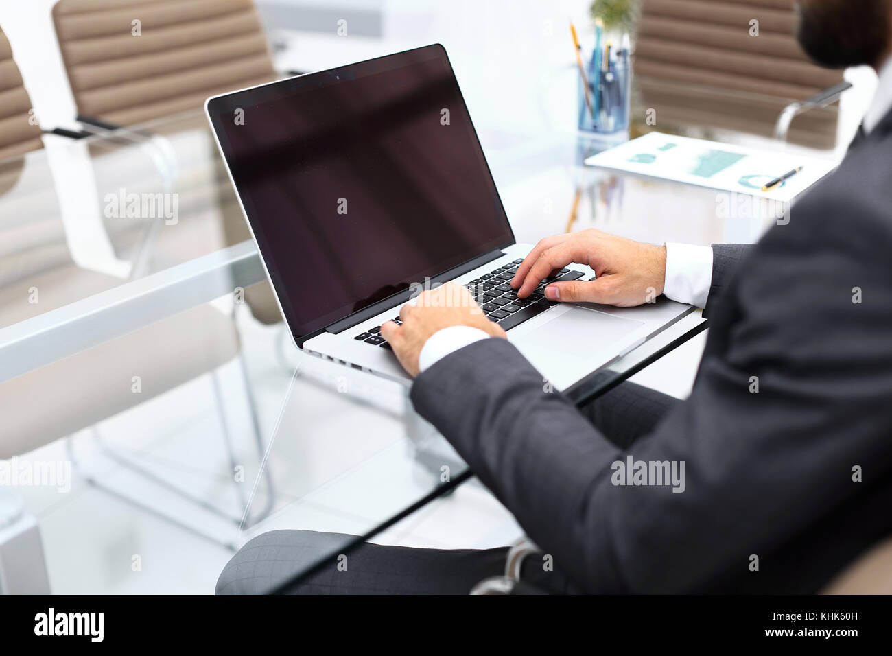 closeup.businessman typing on laptop Stock Photo - Alamy