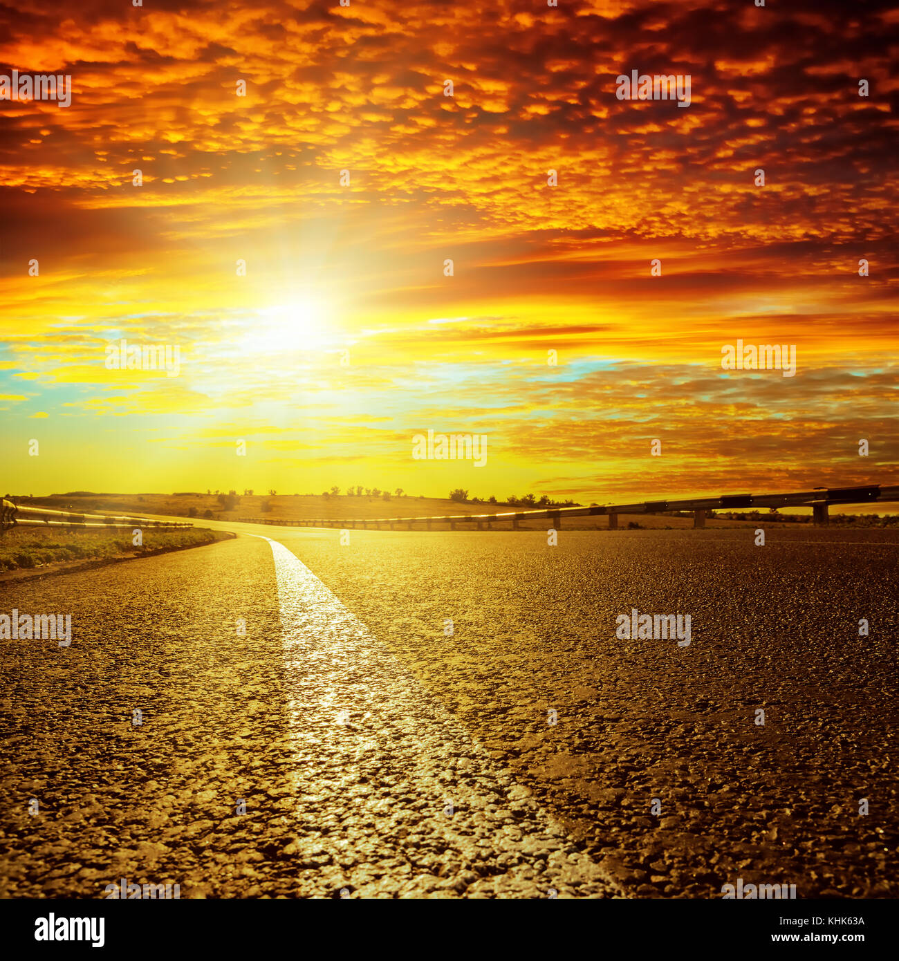 Red ground road perspective blue red travel hi-res stock photography ...