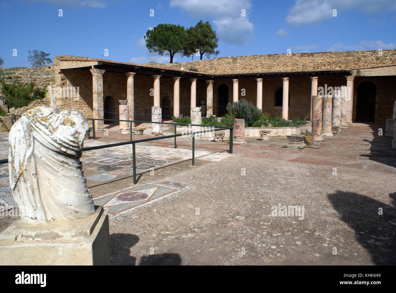 Marble statue and ruins of old roman villa in Carthage, Tunisia Stock ...