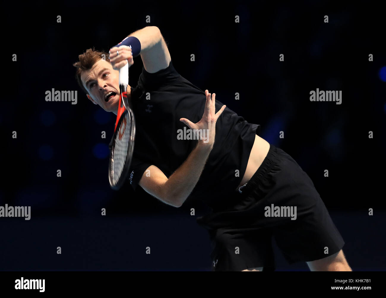 Great Britain's Jamie Murray in action during his doubles match with ...