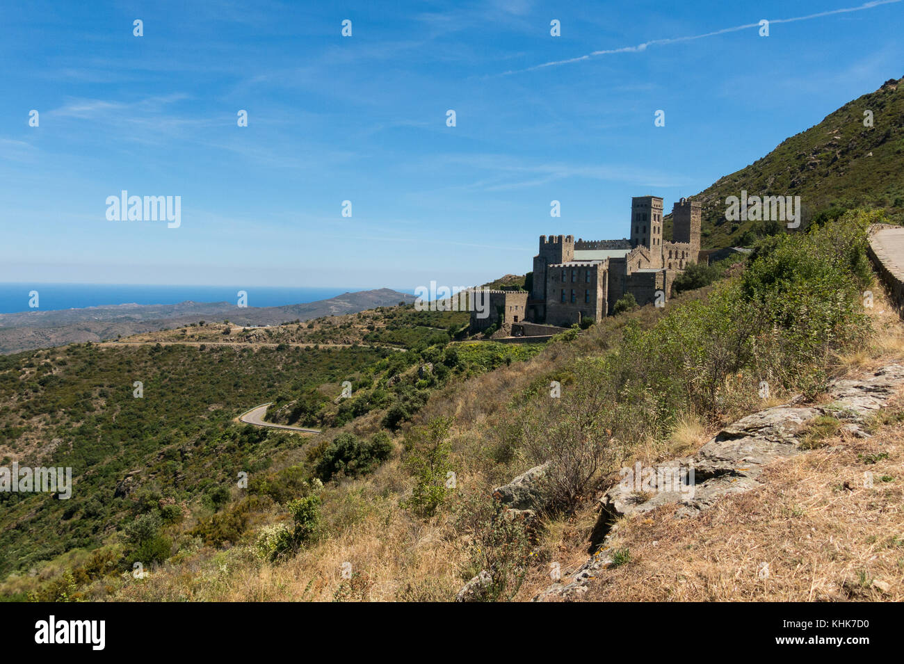 The Romanesque abbey of Sant Pere de Rodes in Rodes Mountain Range, in ...