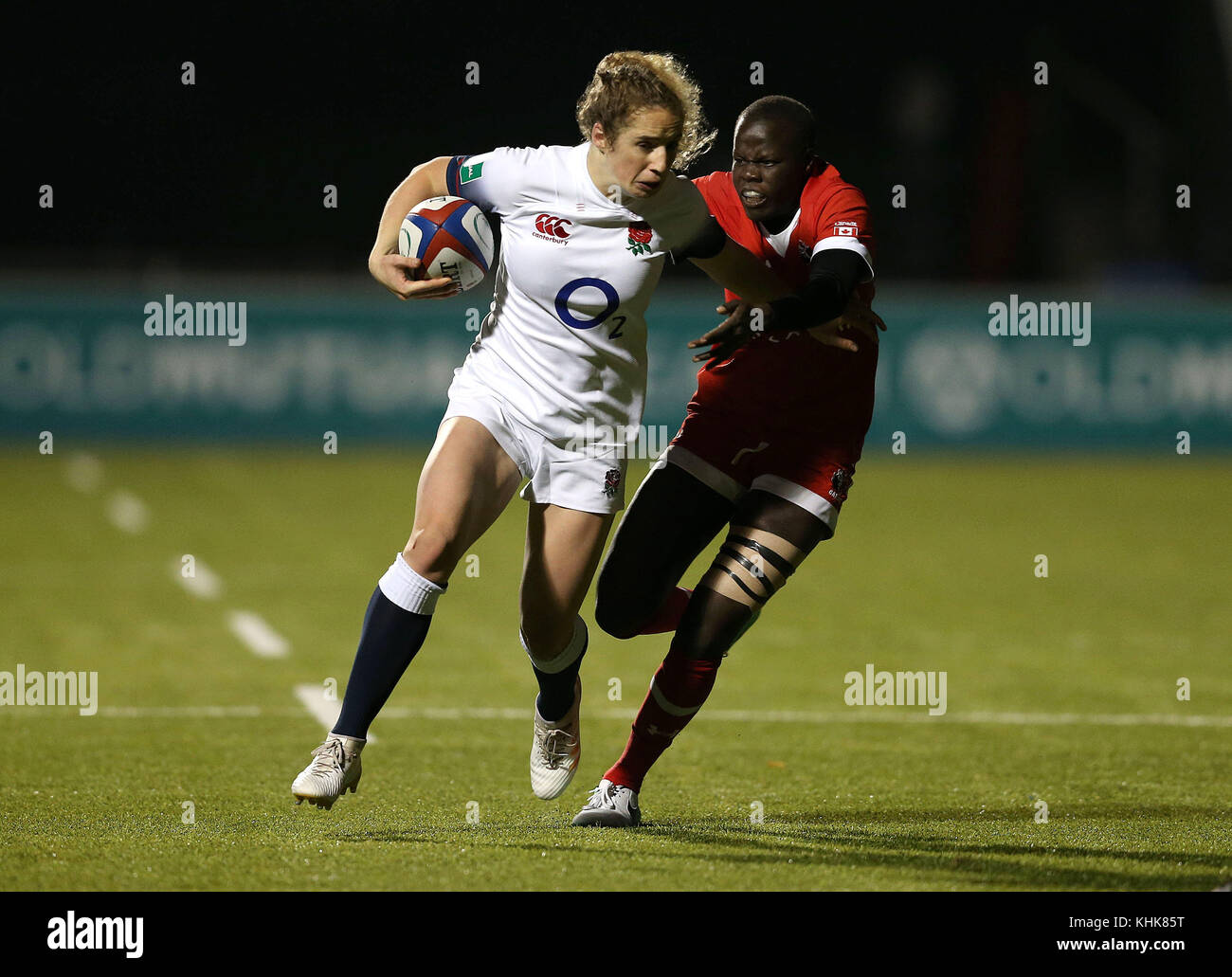England Women's Abigail Dow (left) and Canada Women's Emmanuela Jada ...