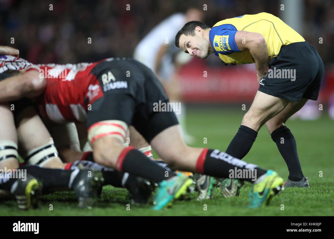 Referee and former Harlequins player Karl Dickson officiates his first ...