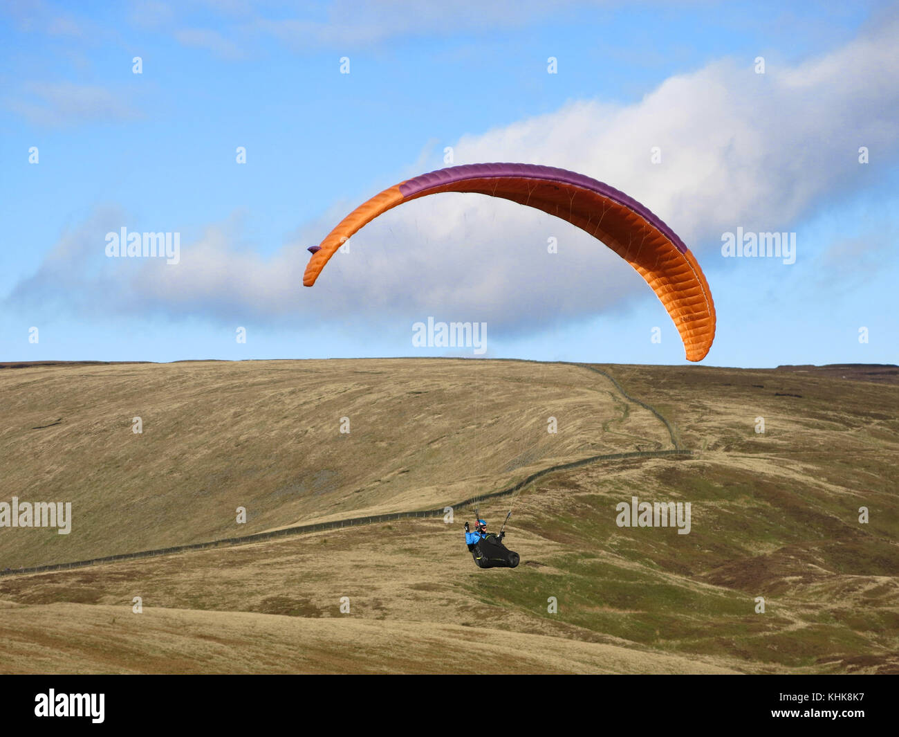 Paragliding from Parlick Pike near Chipping, Lancashire, England Stock ...