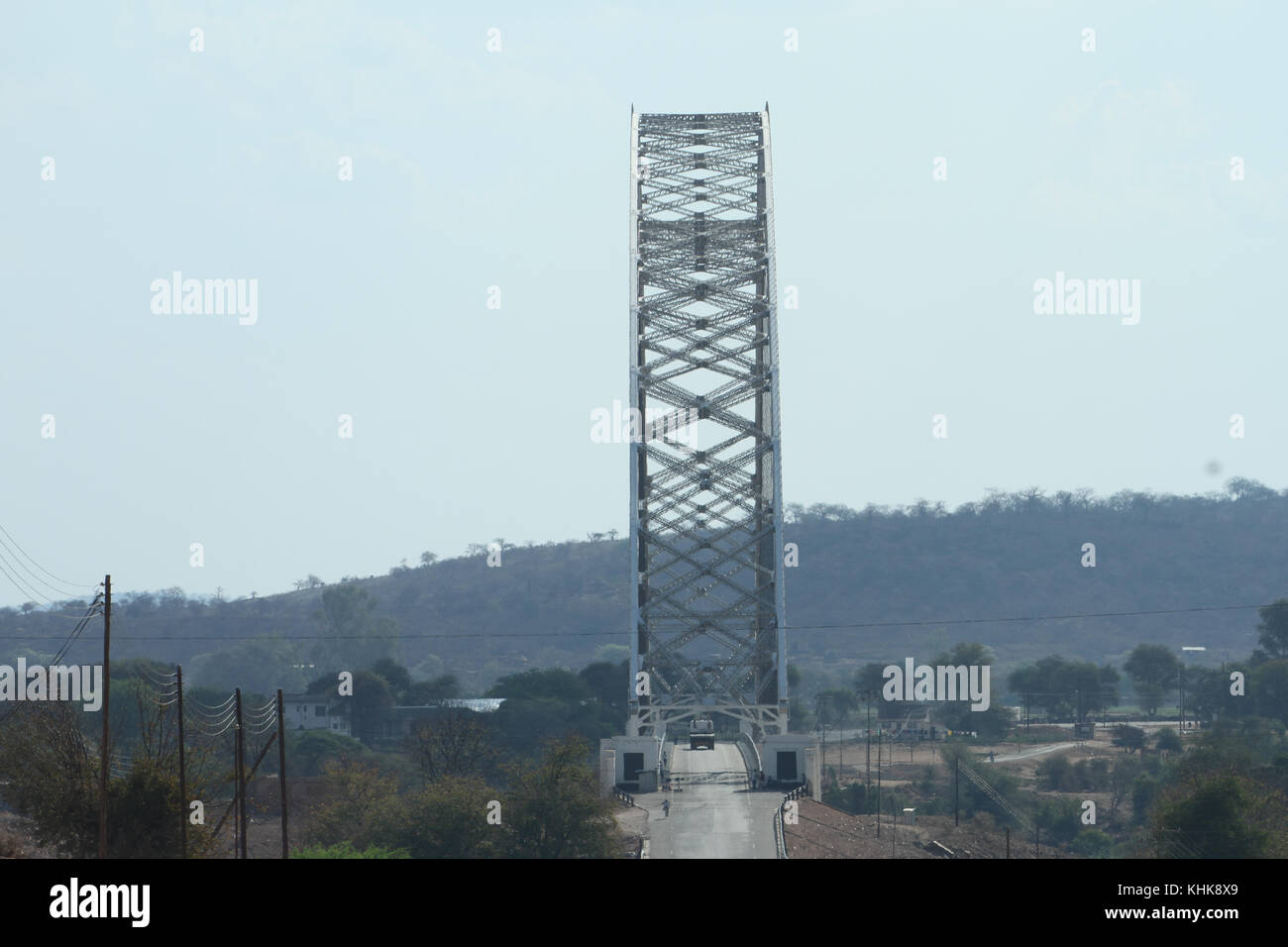 BRICHENOUGH BRIDGE, ZIMBABWE - 15 October 2011. A stop sign by the ...