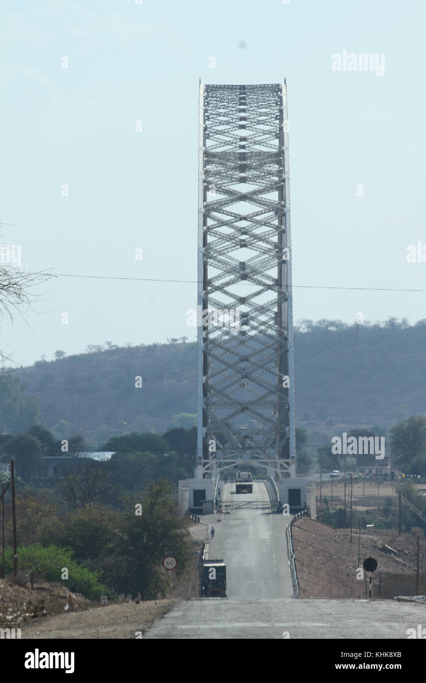 BRICHENOUGH BRIDGE, ZIMBABWE - 15 October 2011. A stop sign by the ...