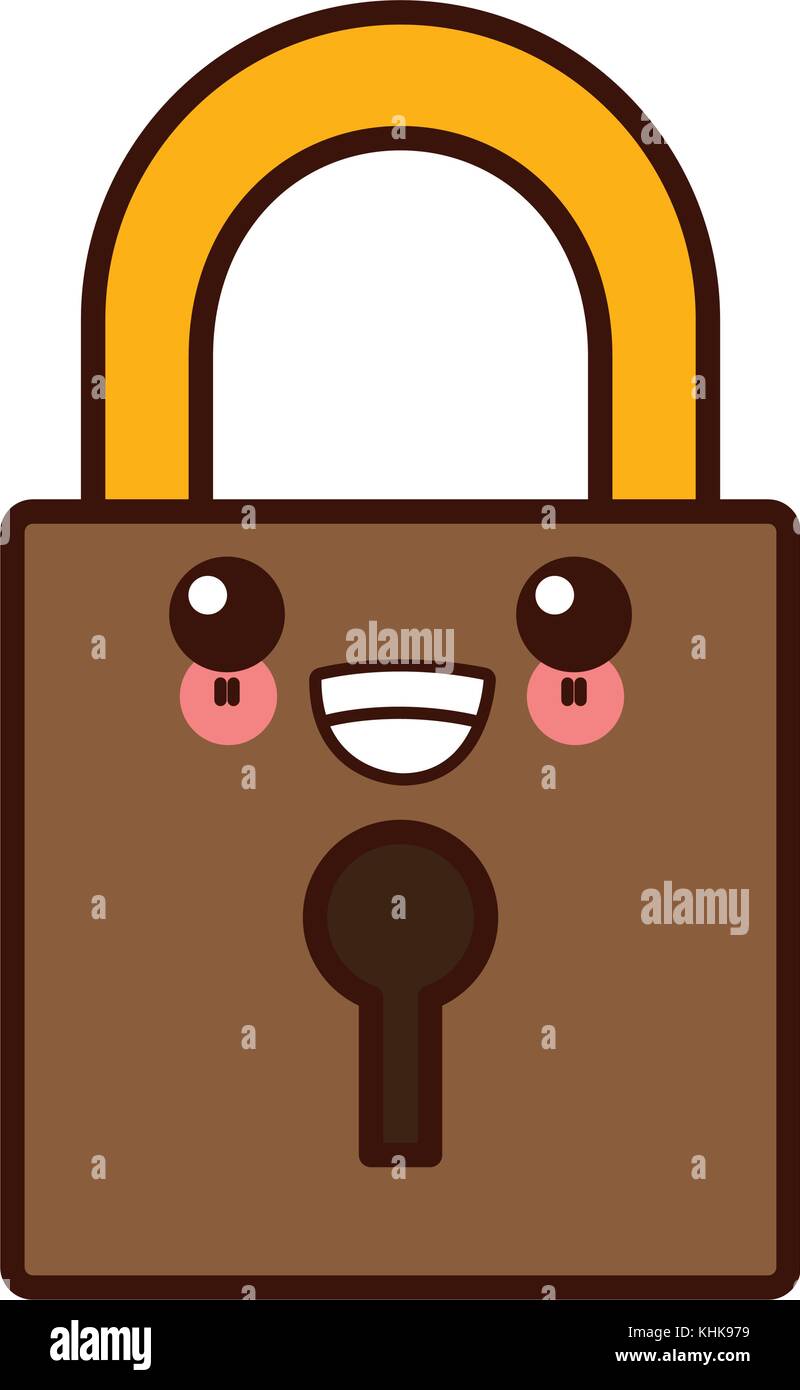 Padlock security symbol kawaii cute cartoon Stock Vector Image & Art ...