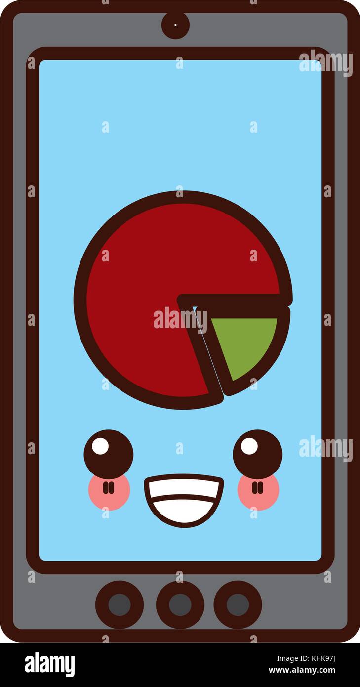 Statistics app smartphone kawaii cute cartoon Stock Vector Image & Art ...