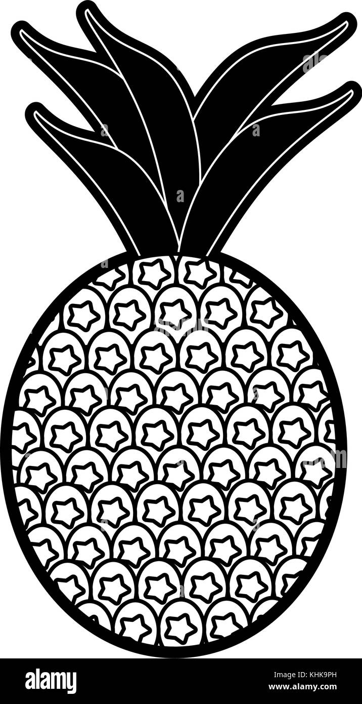 Juicy exotic fruits pineapple Black and White Stock Photos & Images - Alamy