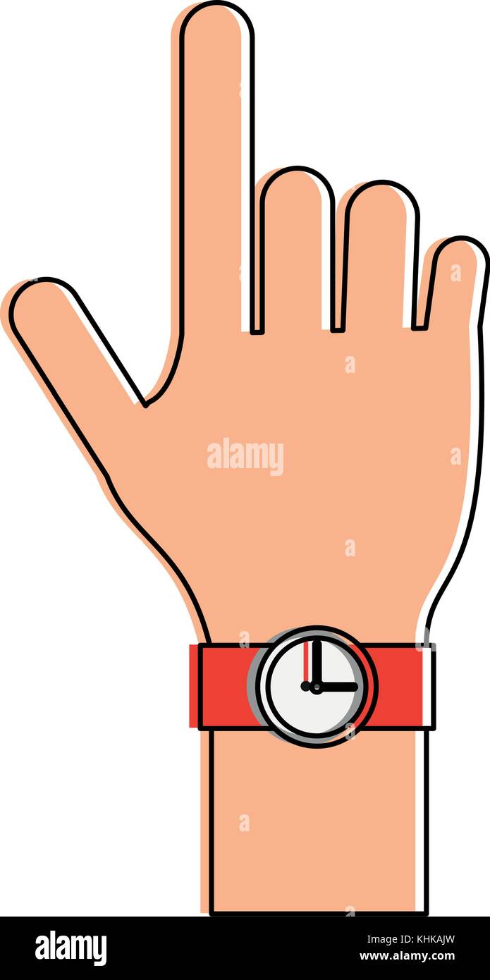 Hand pointing with wristwatch Stock Vector Image & Art - Alamy