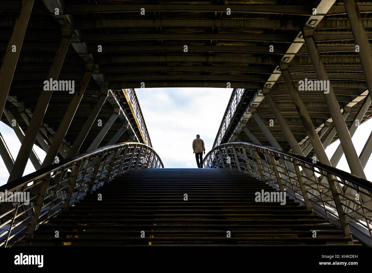 Man back view stairs hi-res stock photography and images - Alamy