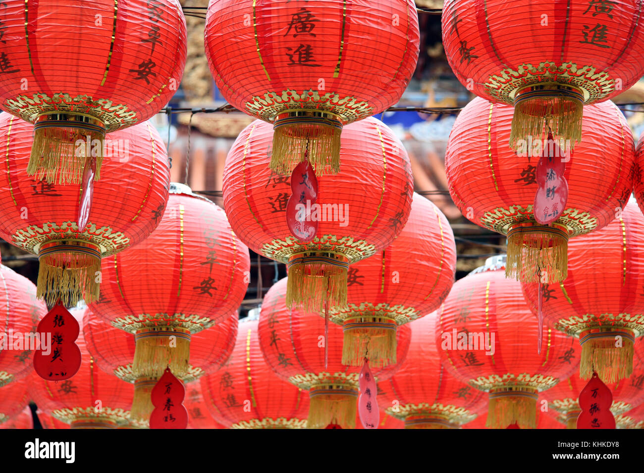 A lot of cinese red lamps near the temple, China Stock Photo - Alamy