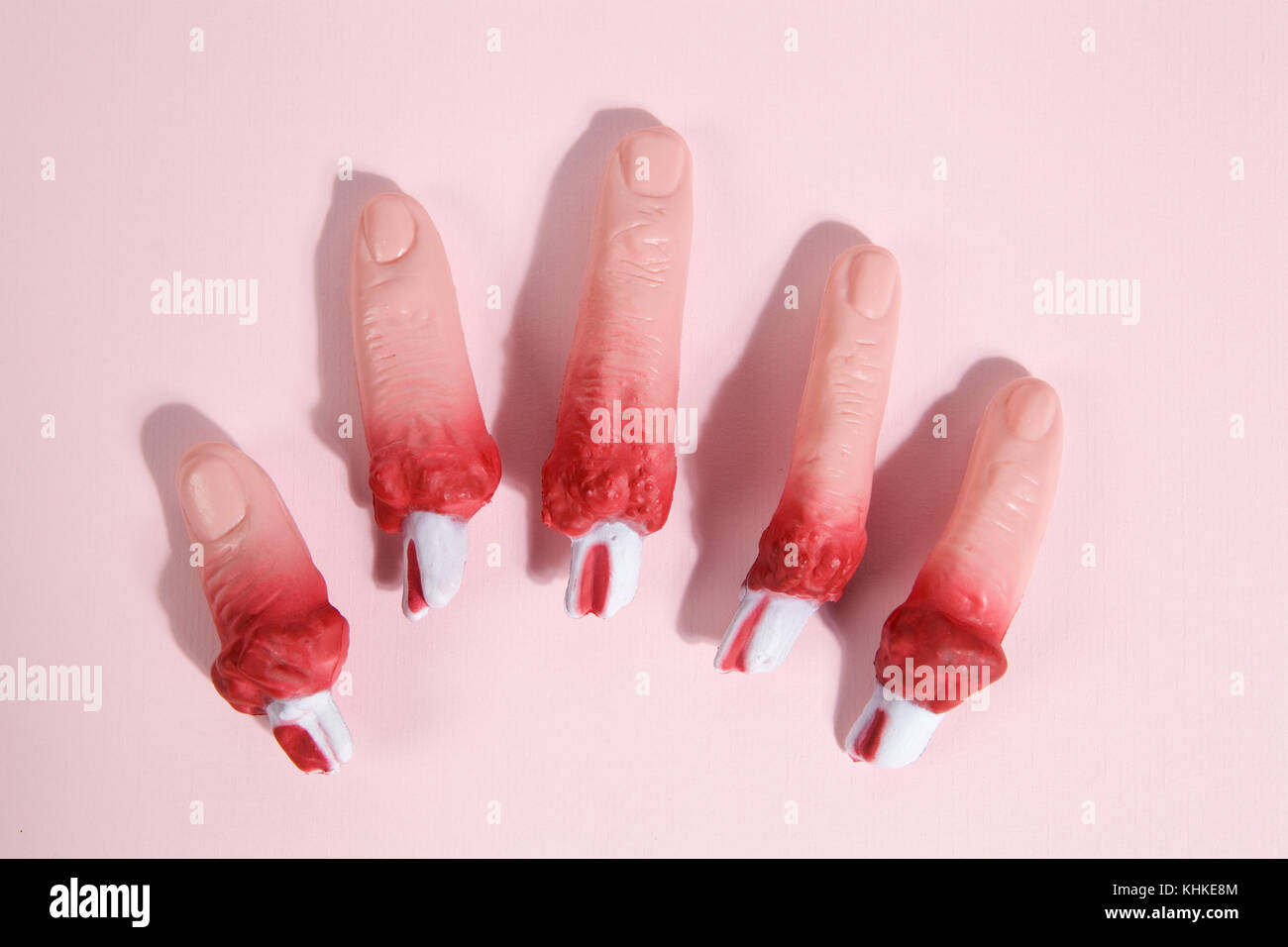 5 fake bloodied plastic fingers as if they had been torn off on a ...
