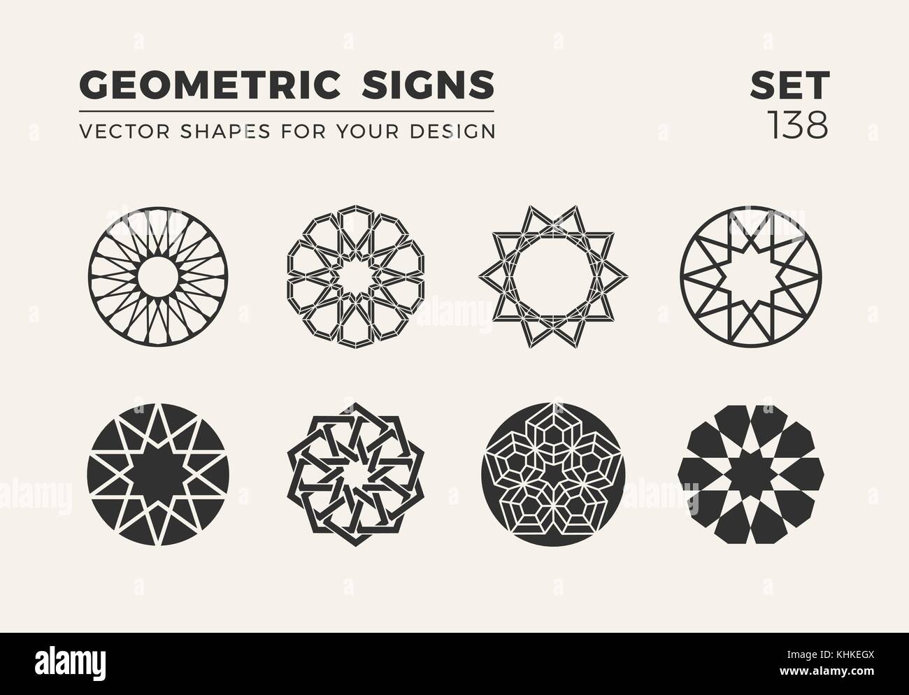 Set of eight minimalistic trendy shapes. Stylish vector logo emblems ...