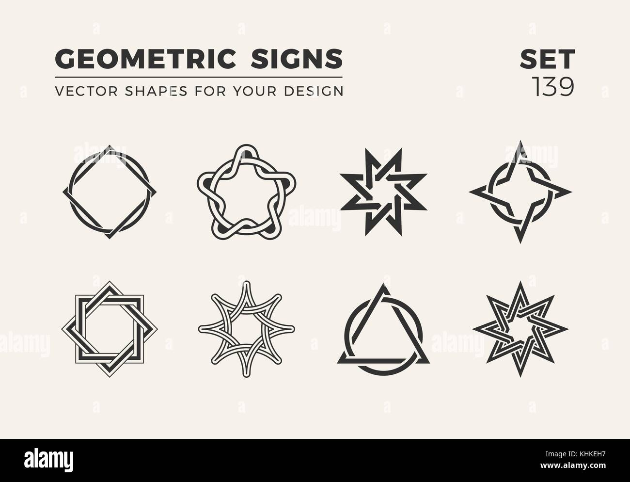 Set of eight minimalistic trendy shapes. Stylish vector logo emblems ...