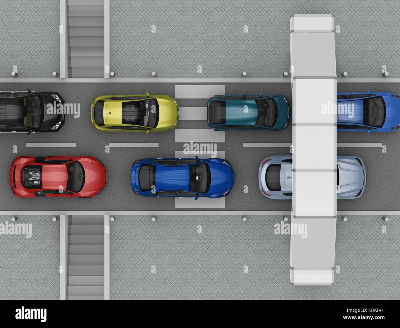 ways for crossing the road top view. 3d rendering Stock Photo - Alamy