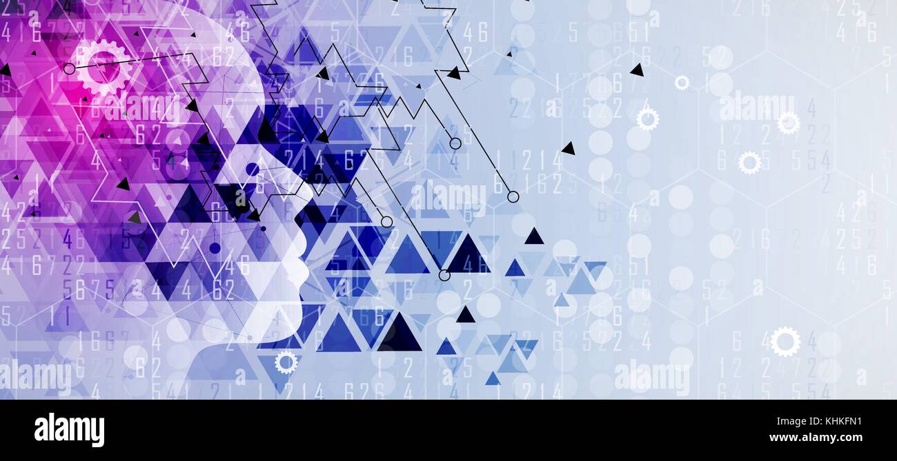 Abstract Artificial intelligence. Technology web background. Virtual ...
