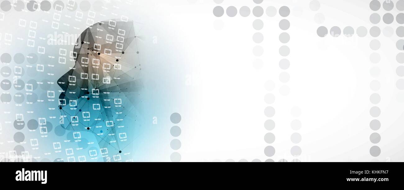 Abstract Artificial intelligence. Technology web background. Virtual ...