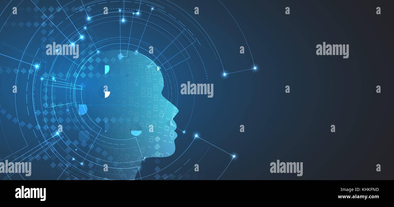 Abstract Artificial intelligence. Technology web background. Virtual ...