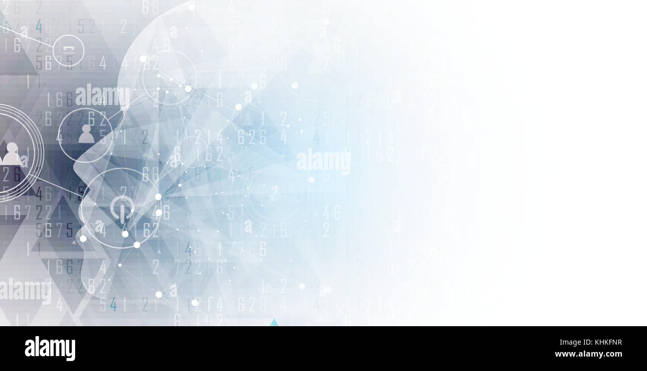 Abstract Artificial intelligence. Technology web background. Virtual ...