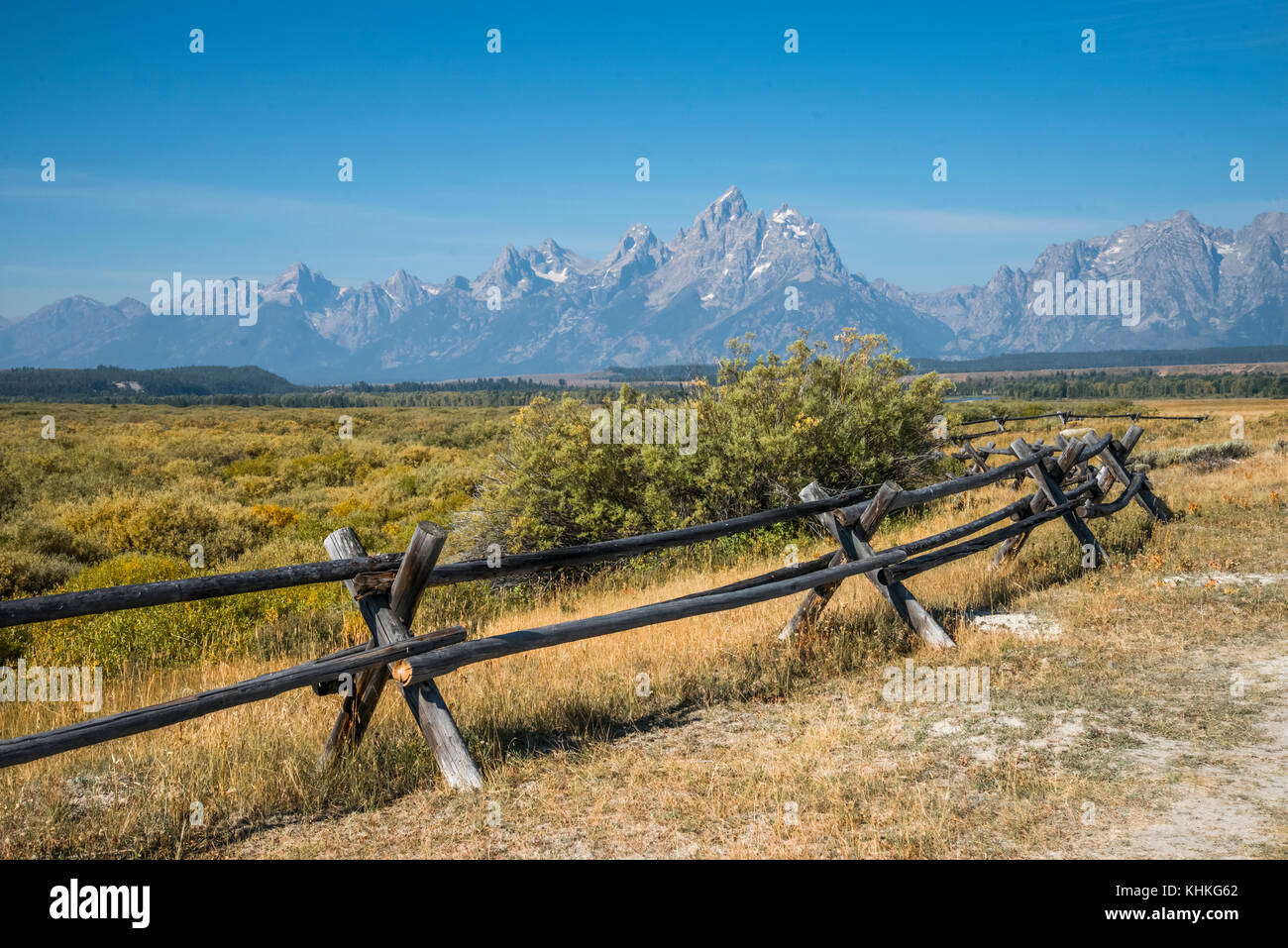 Buck and rail fencing at Cunningham cabin and ranch overlooking the ...