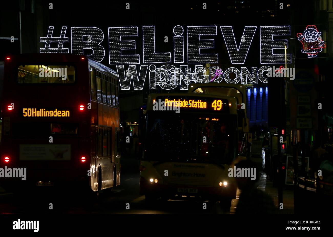 The Christmas street lights in Brighton. 2017 Stock Photo - Alamy