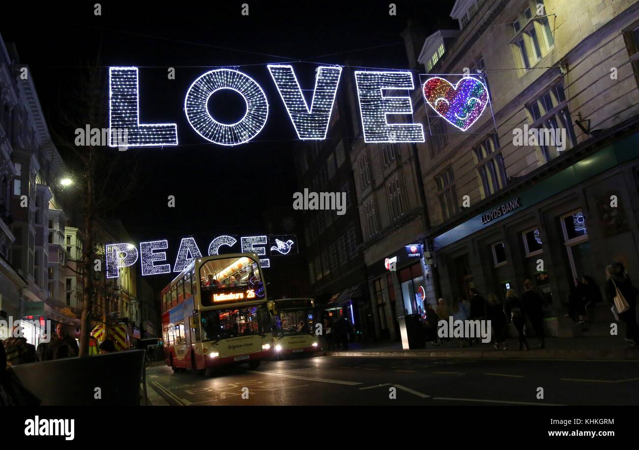 The Christmas street lights in Brighton. 2017 Stock Photo - Alamy