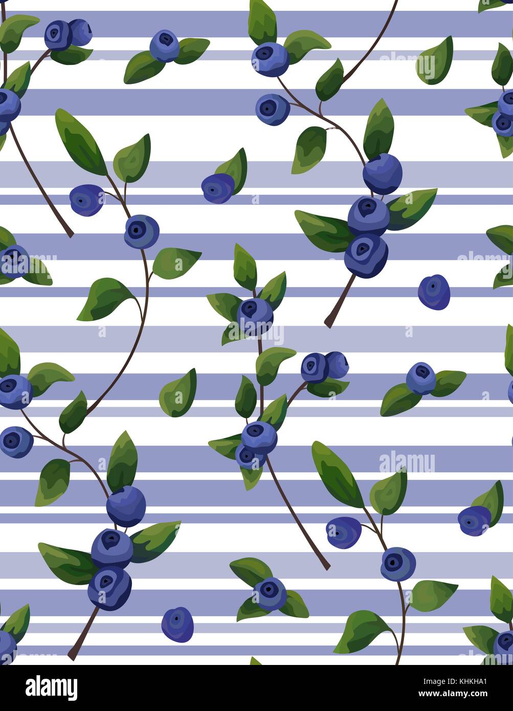 Vector natural Seamless pattern of blueberry branch, forest fruit with ...