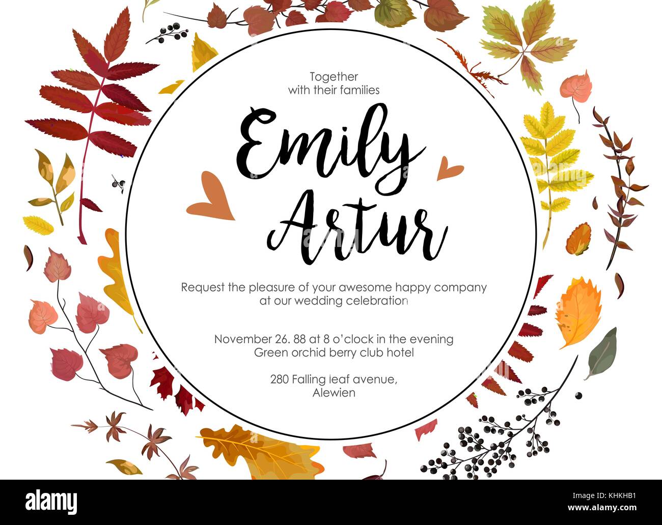 Wedding Autumn fall invite invitation floral watercolor style card ...