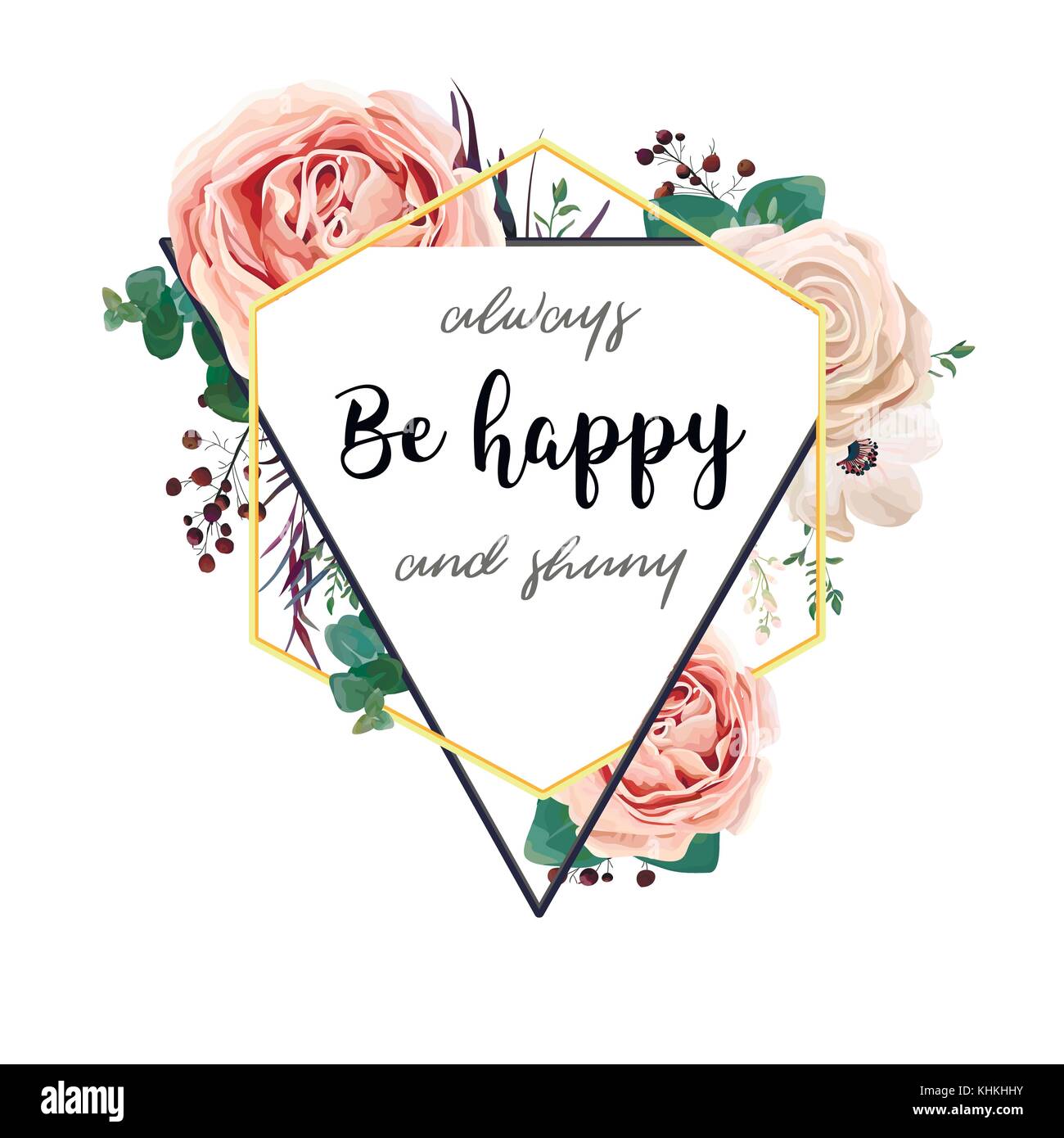 Vector design floral flower card. Natural botanical triangle geometric ...