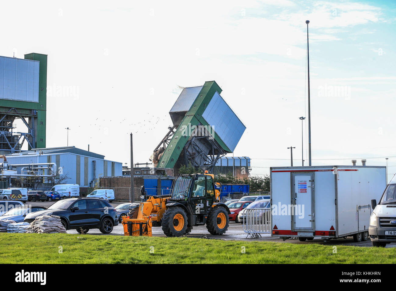 Kellingley Colliery No 2 winding house demolition;The number two tower ...