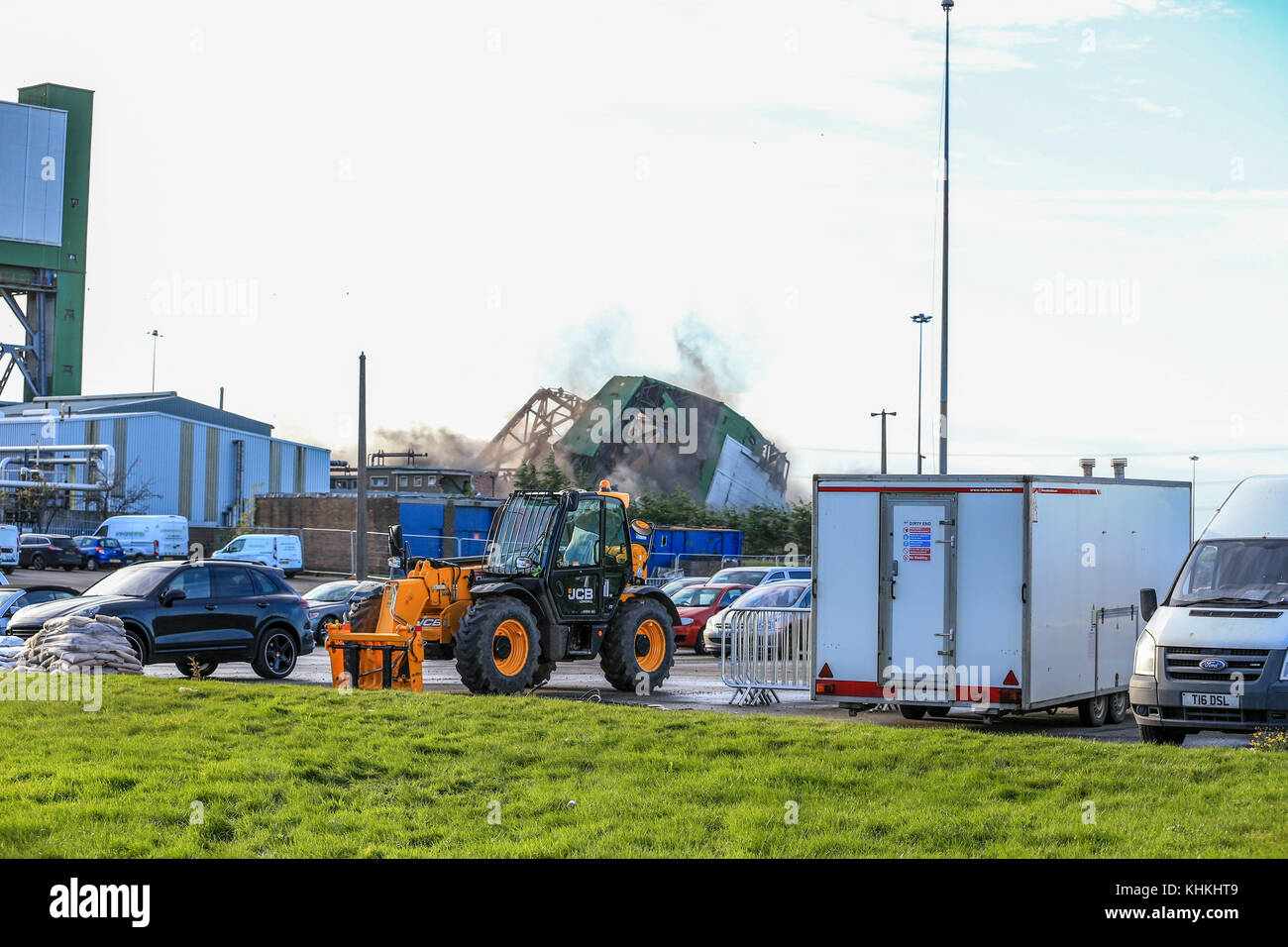 Kellingley Colliery No 2 winding house demolition;The number two tower ...