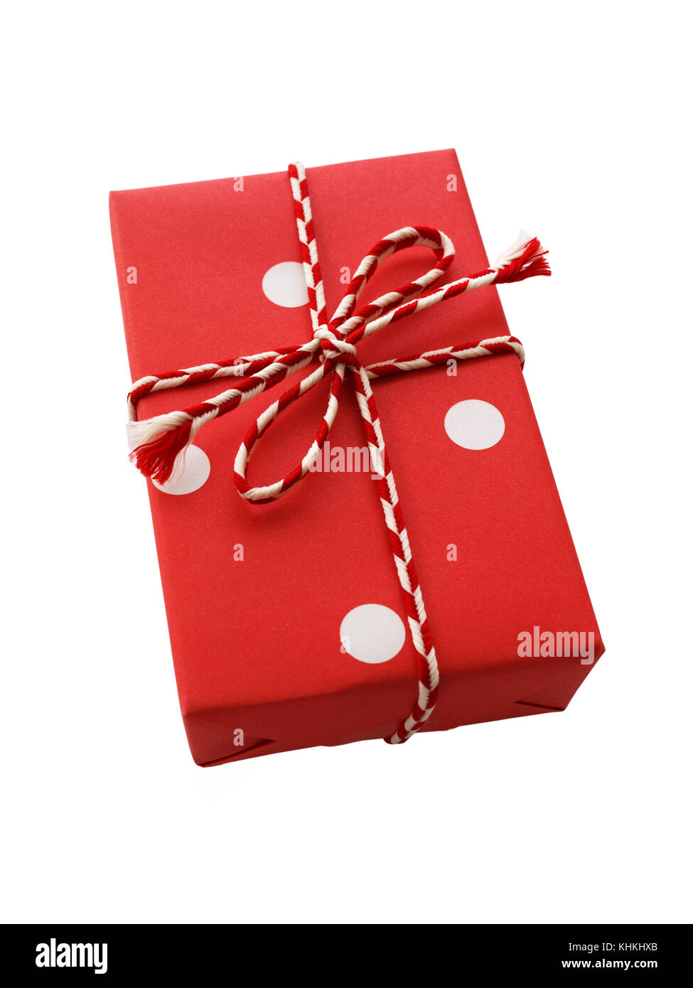 Red christmas gift box with ribbon isolated on white background Stock ...