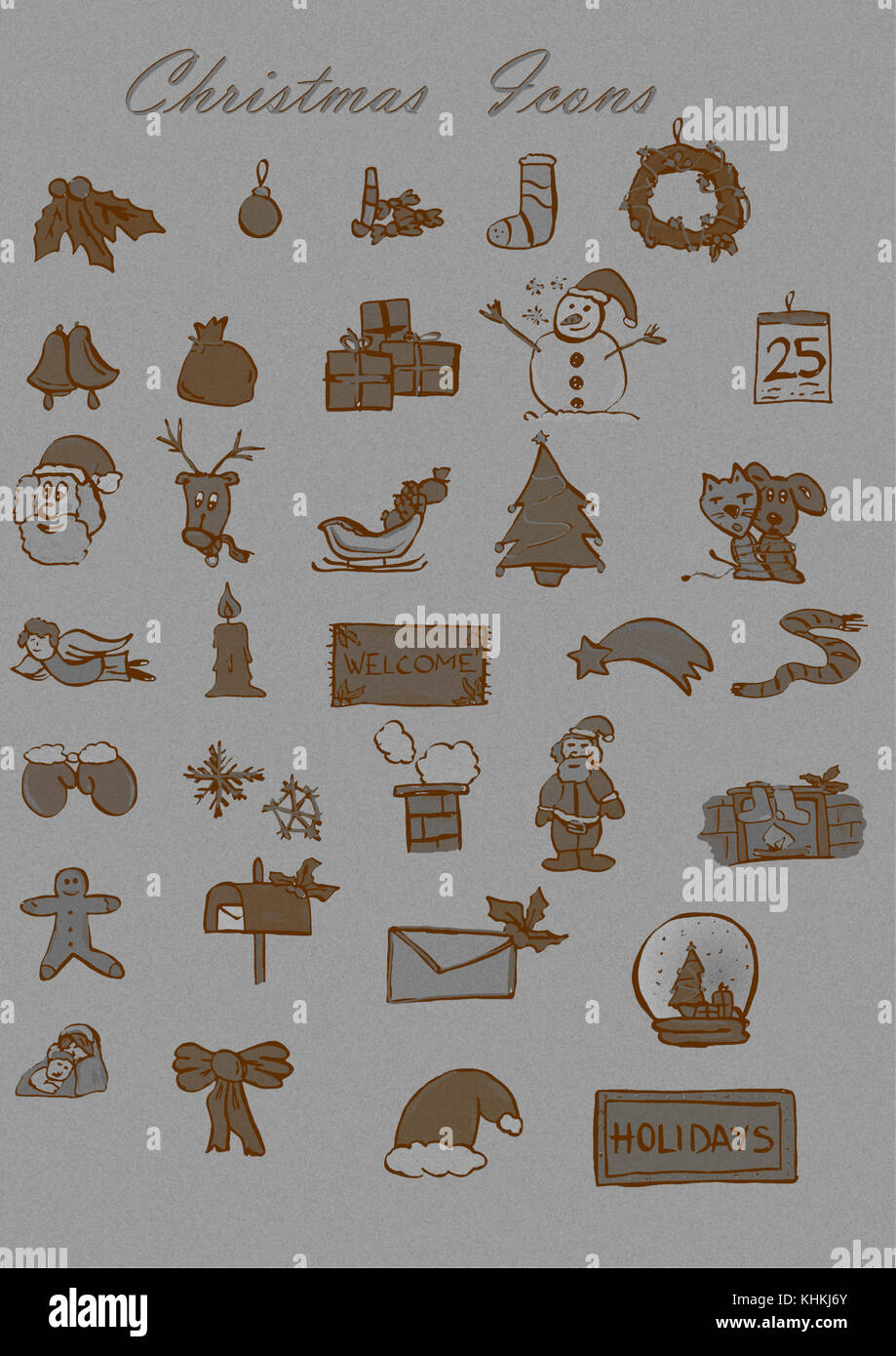 Christmas icons vintage Stock Photo - Alamy