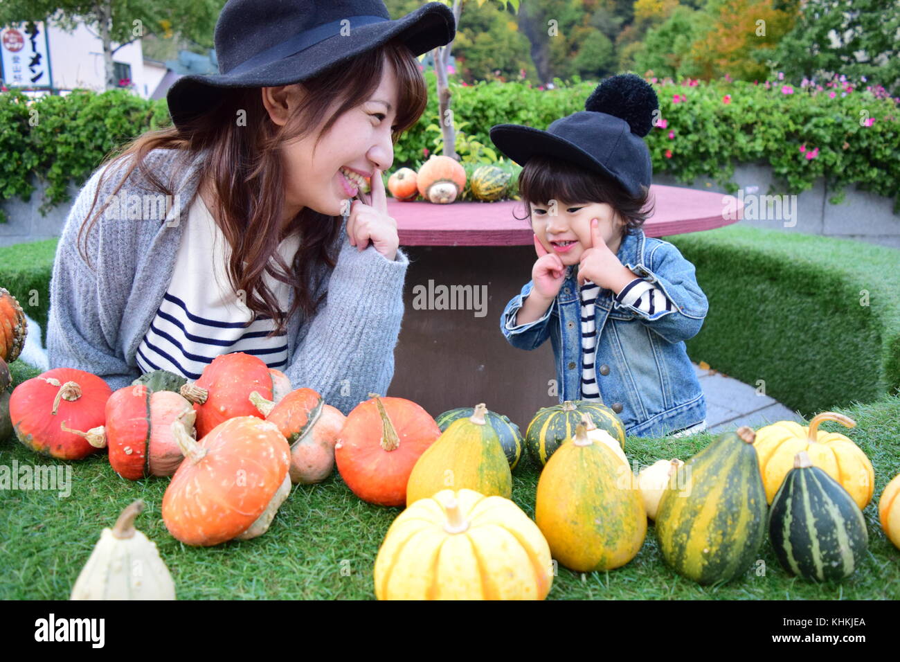 young japanese mother is playing with her son at outer place Stock Photo - Alamy