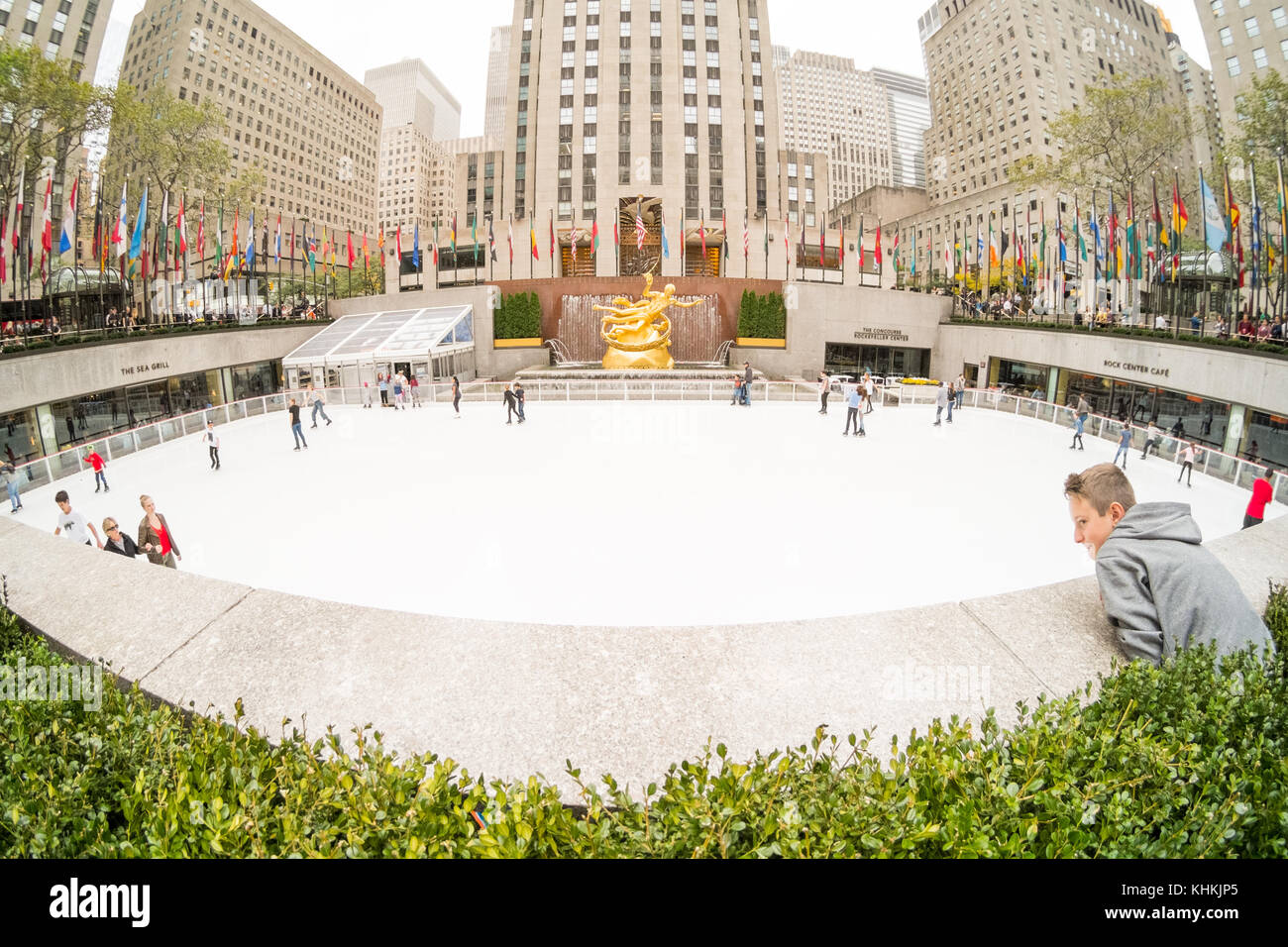 Rockefeller Center ice-skating rink in Midtown Manhattan in New York ...